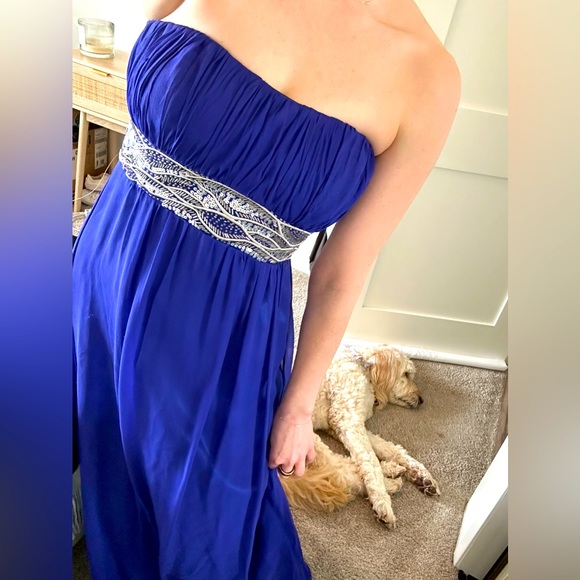 JS Boutique | Dresses | Strapless Embellished Royal Blue Ball Gown ...